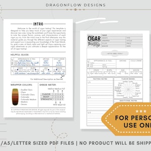 Cigar Tasting Journal Printable Download | Smoking Review Log PDF ...