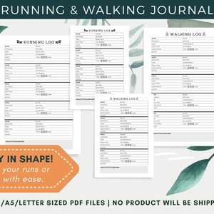 Running and Walking Tracker Printable PDF Download | Jogging Journal ...
