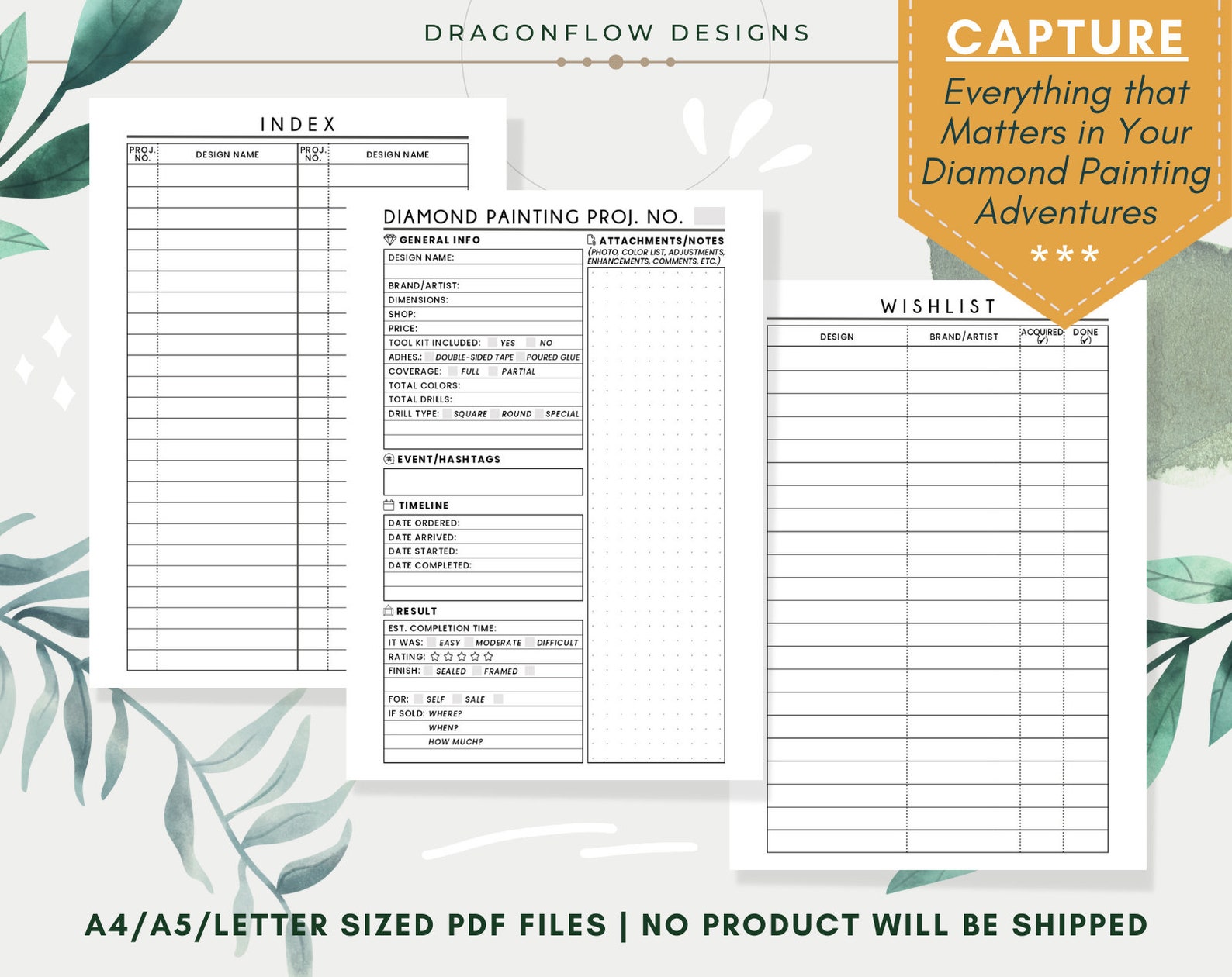 Diamond Painting Log Printable Download | Record Design Details ...