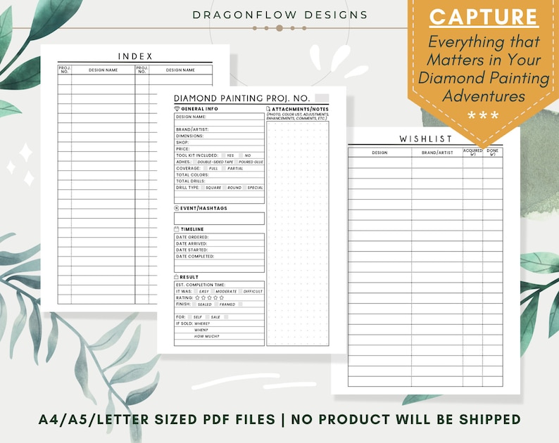 Diamond Painting Log Printable Download | Record Design Details ...