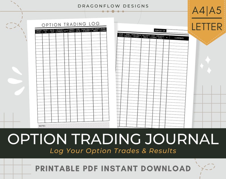 Option Trading Journal Printable | Options Trade & Investment Ledger ...