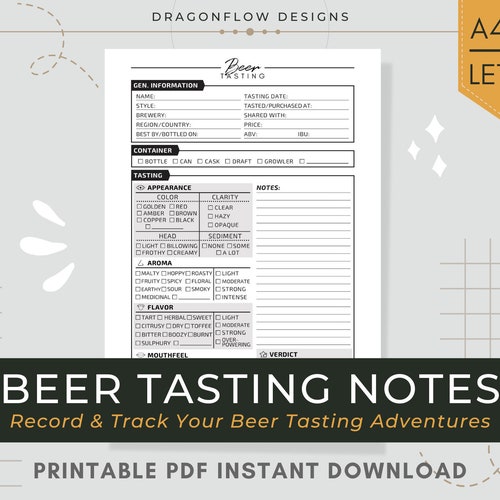 Tea Tasting Notes Journal PDF Printable Download Template - Etsy