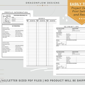 3D Printing Log Printable Download, Record Project Details, Print ...