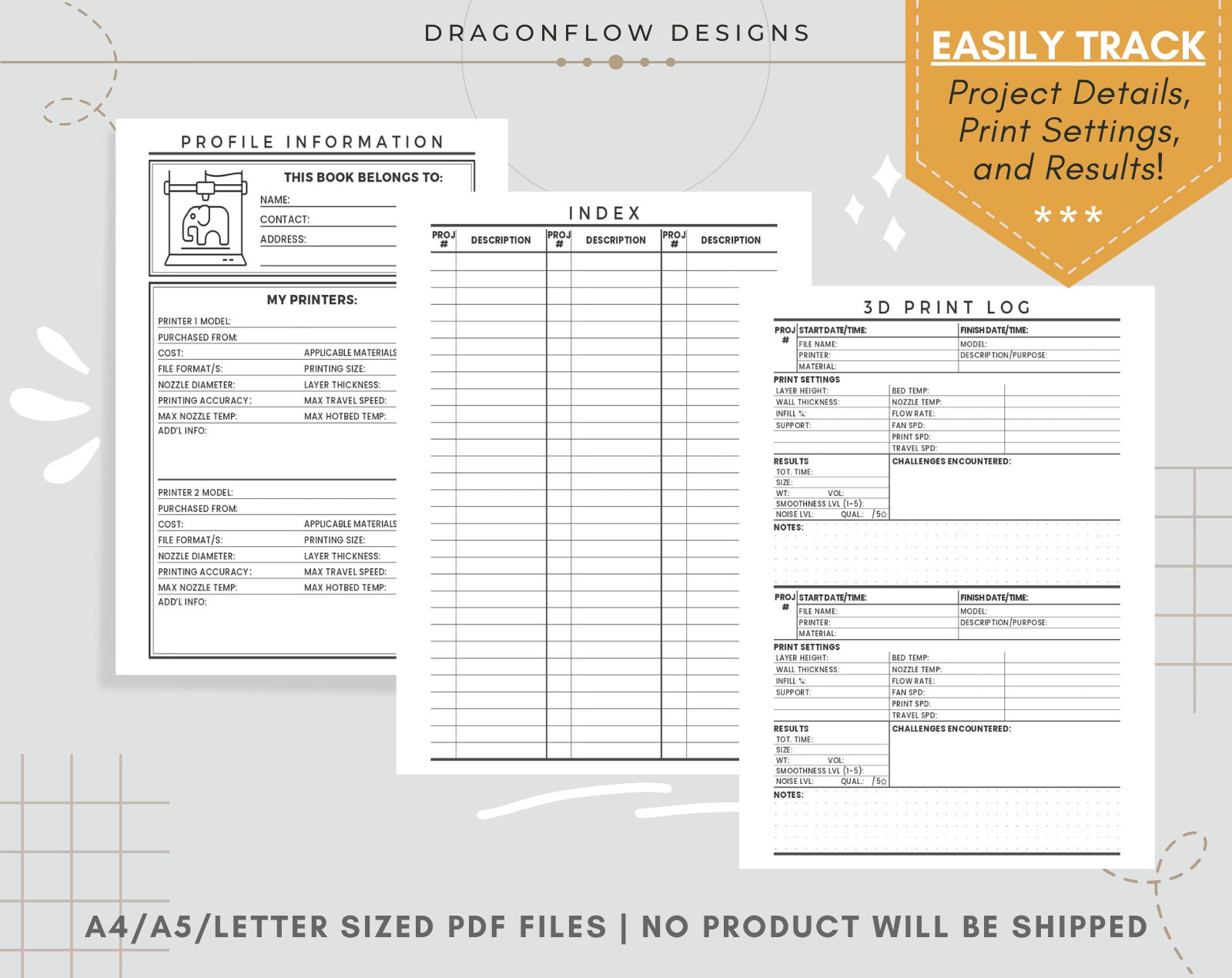 3D Printing Log Printable Download, Record Project Details, Print ...
