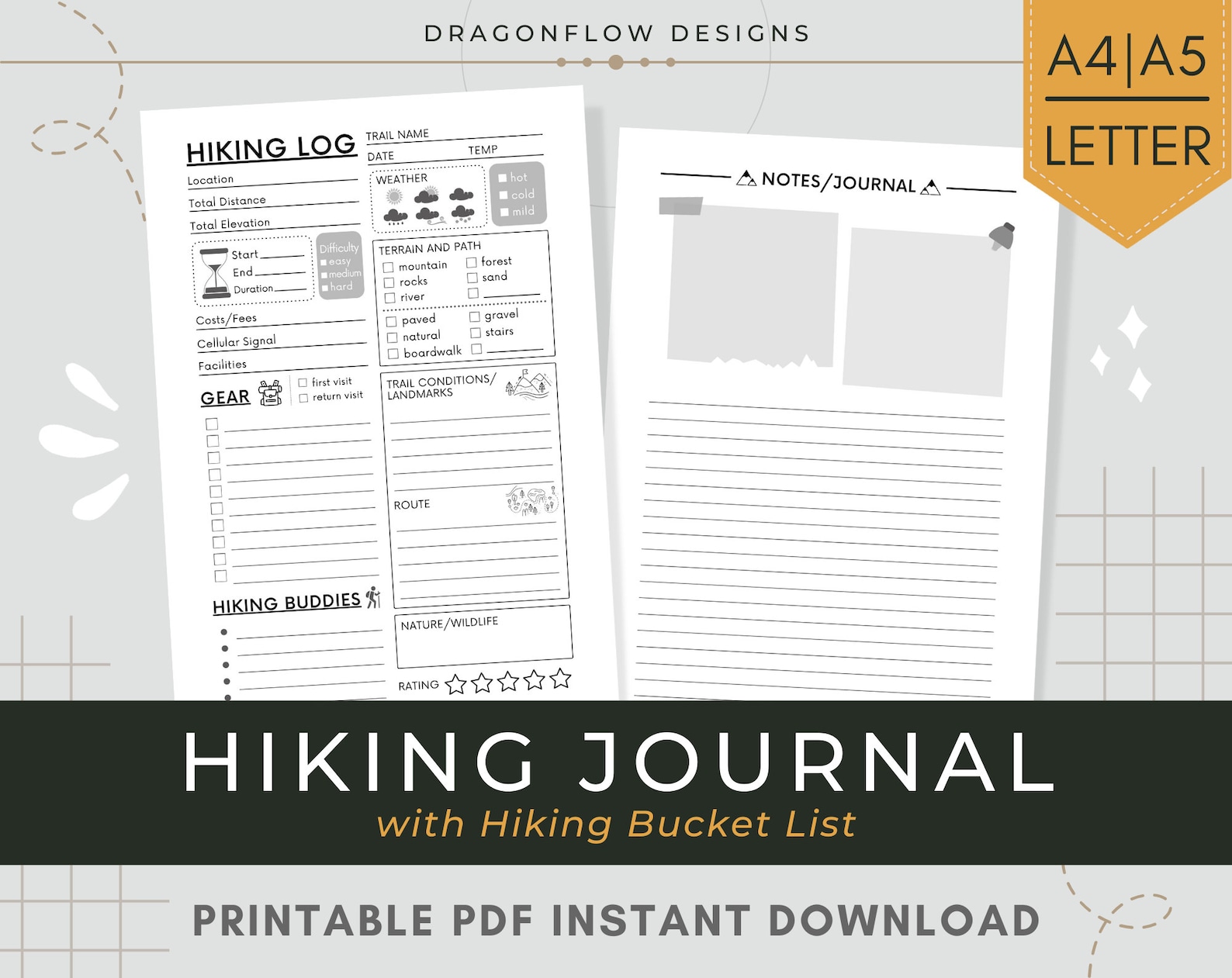 Hiking Journal Template Printable | Hiking Memories Log PDF Instant ...