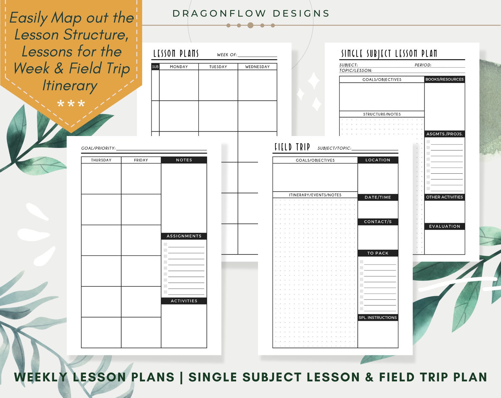 Homeschool Lesson Planner PDF Printable | Curriculum Map Organizer ...