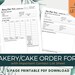 Cake Order Form and Bakery Invoice Form PDF Printable | Custom Cake and ...