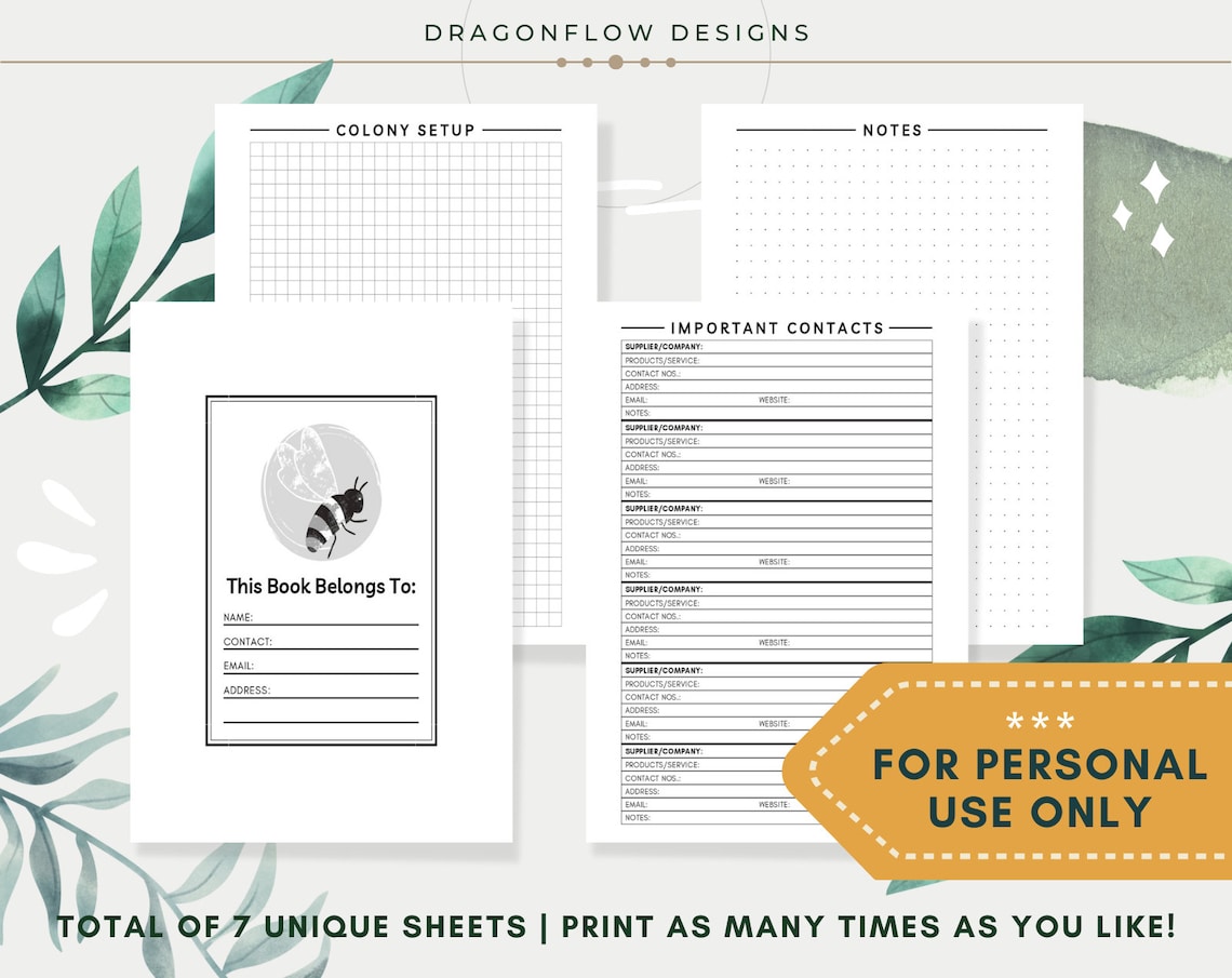 Beekeeping Log Printable Download | Beehive Inspection Checklist ...