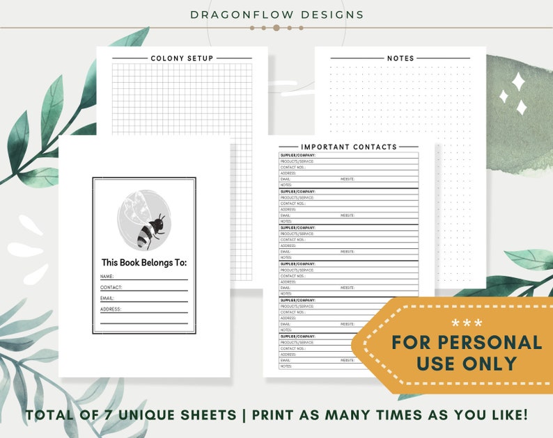 Beekeeping Log Printable Download | Beehive Inspection Checklist ...