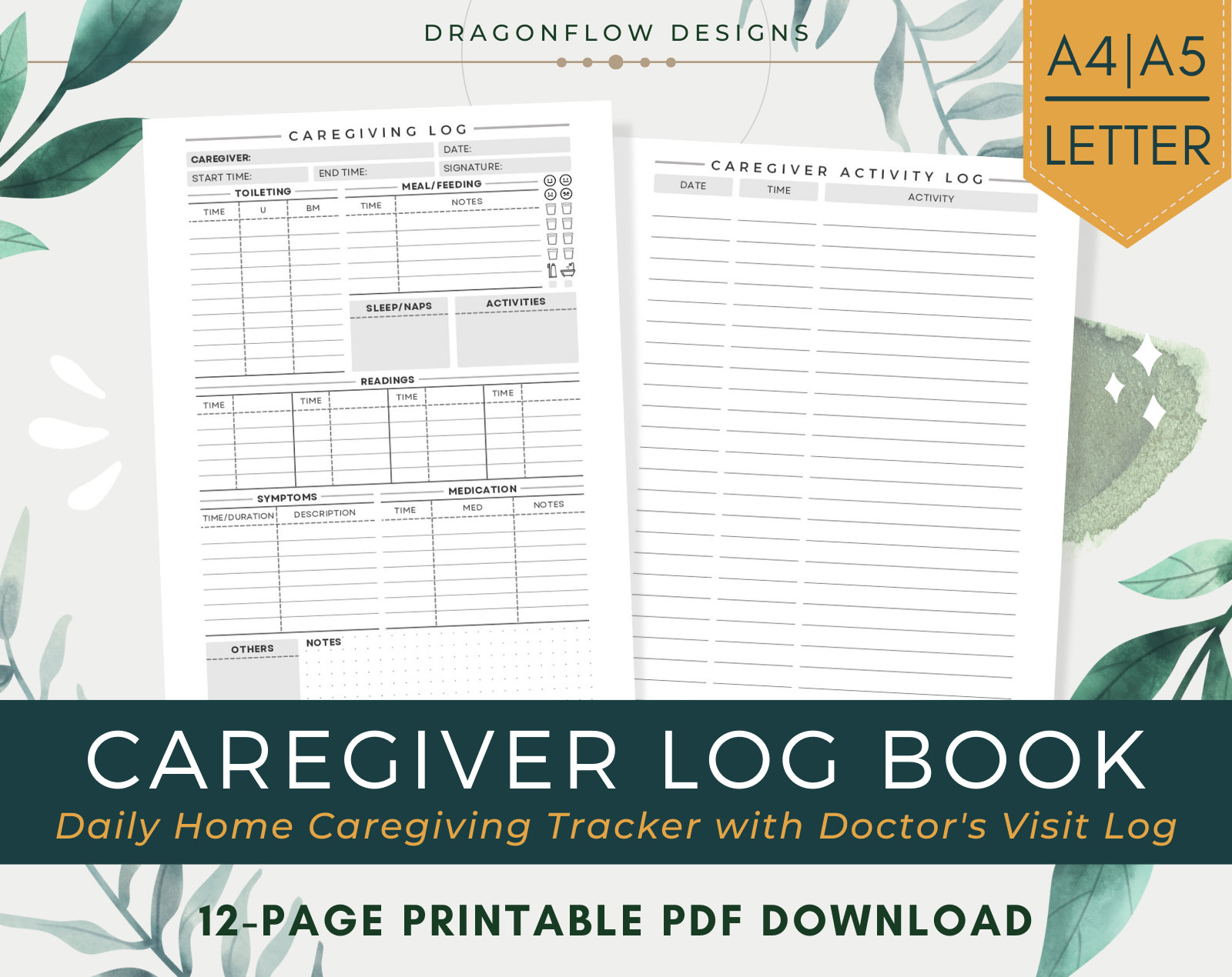Caregiver Log Book Template | Caregiving Daily Report Printable | Track ...