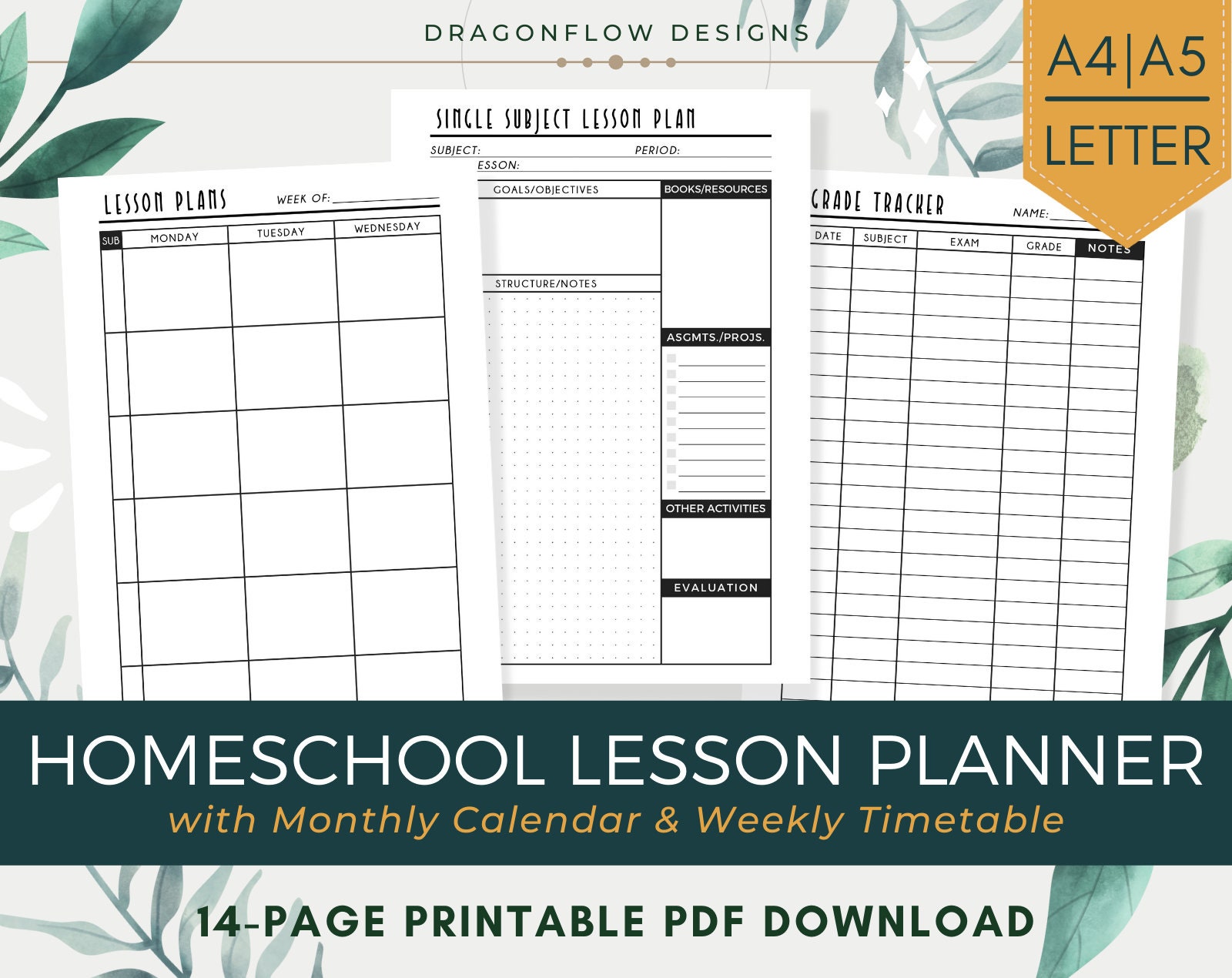 Homeschool Lesson Planner PDF Printable | Curriculum Map Organizer ...