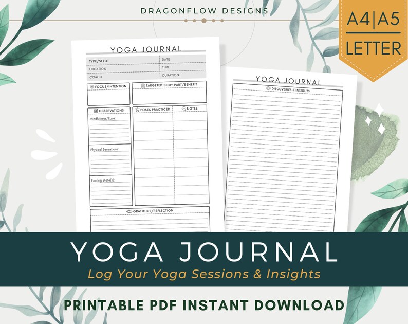 Yoga Journal Printable PDF Download Mindfulness Log Tracker Record Your ...