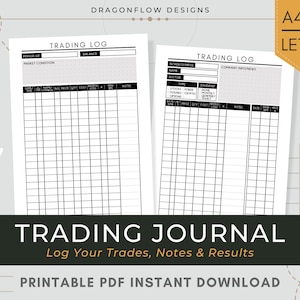 Trading Journal Printable Template | Trader's Logbook PDF Download ...