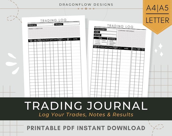 Trading Journal Printable Template Trader's Logbook PDF - Etsy India