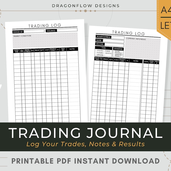 Option Trading Journal Printable Options Trade & Investment Ledger PDF ...