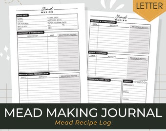 Mead Tasting Journal Printable Download Honey Wine Review - Etsy