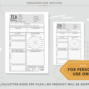 Tea Tasting Notes Journal PDF Printable Download | Template Sheet to ...
