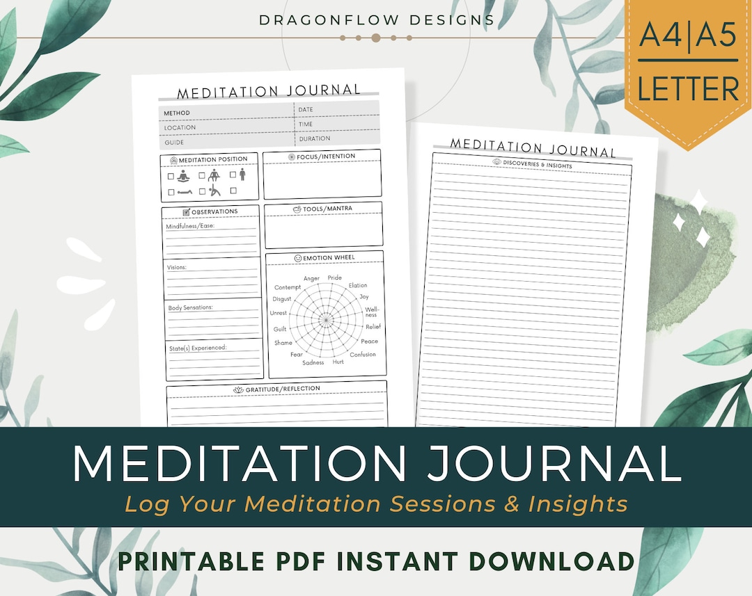 Meditation Journal Printable PDF Download | Mindfulness Log Tracker ...