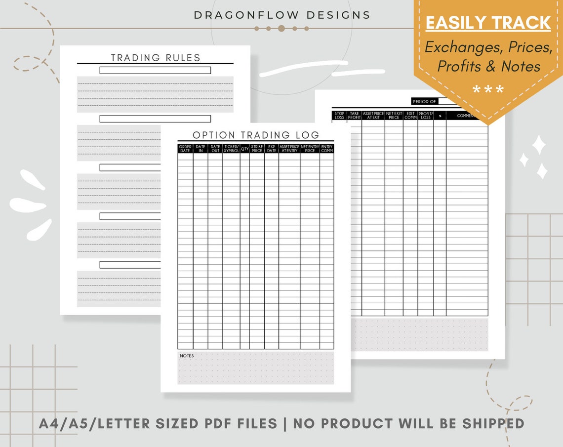 Option Trading Journal Printable | Options Trade & Investment Ledger ...