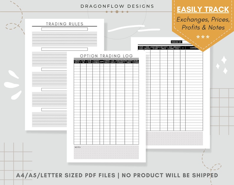 Option Trading Journal Printable | Options Trade & Investment Ledger ...