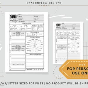 Coffee Tasting Notes Journal PDF Printable Download | Template Sheet to ...