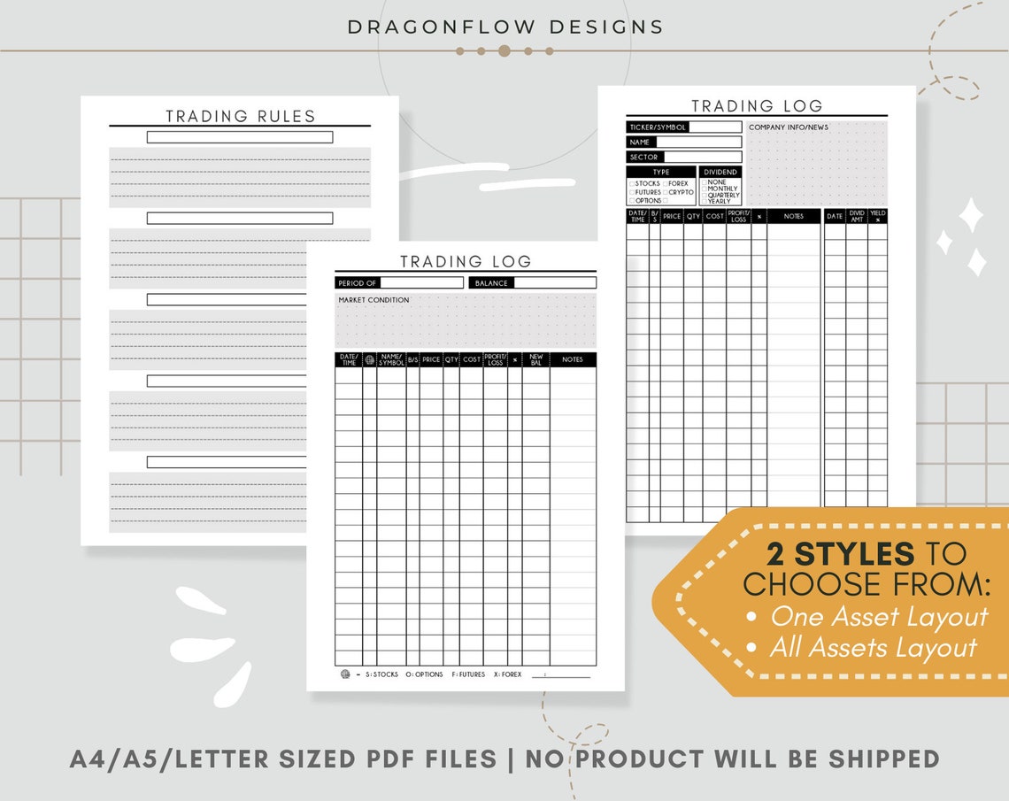 Trading Journal Printable Template | Trader's Logbook PDF Download ...