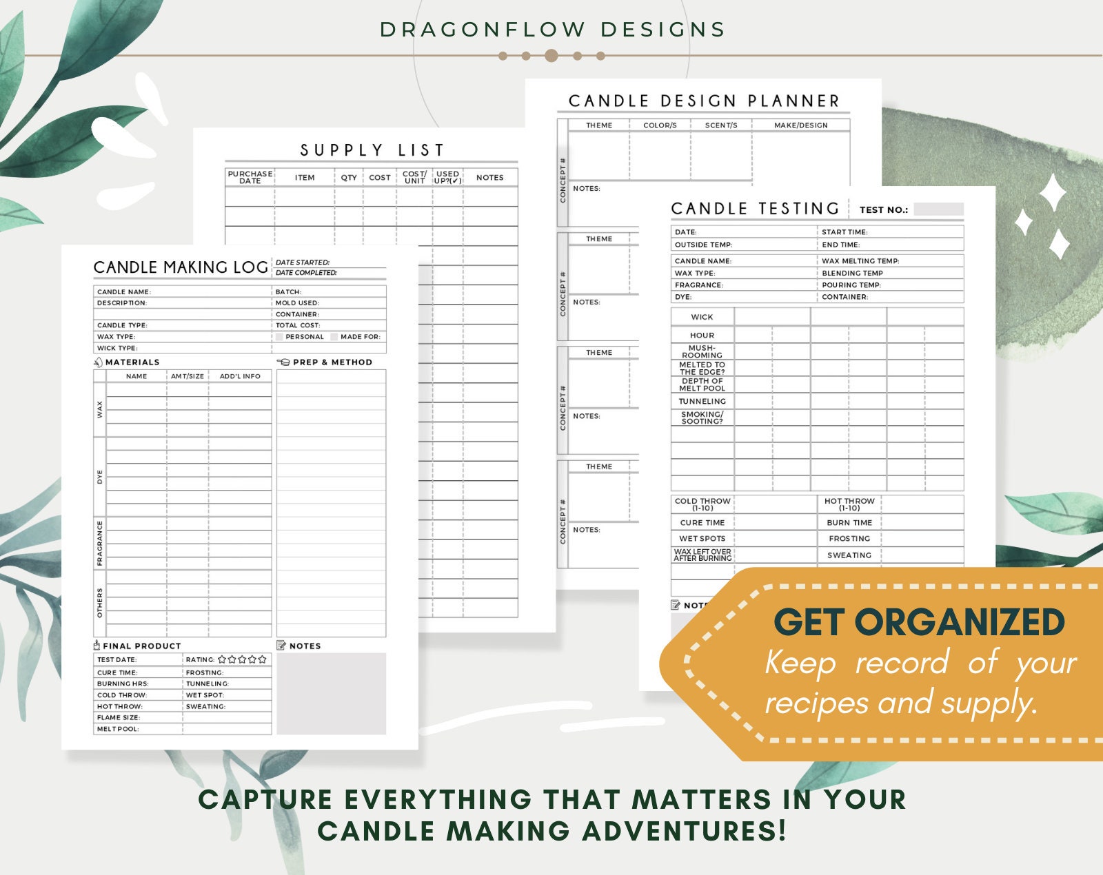 Candle Making Planner Bundle Template | Candle Business Logbook ...