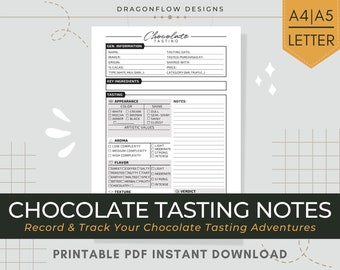 Chocolate Tasting Sheet - Etsy