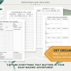 Soap Making Planner Bundle Template Printable | Soaper Business Logbook ...