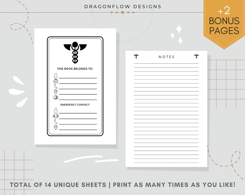 Medical Records Bundle Printable | Healthcare Planner PDF Template ...