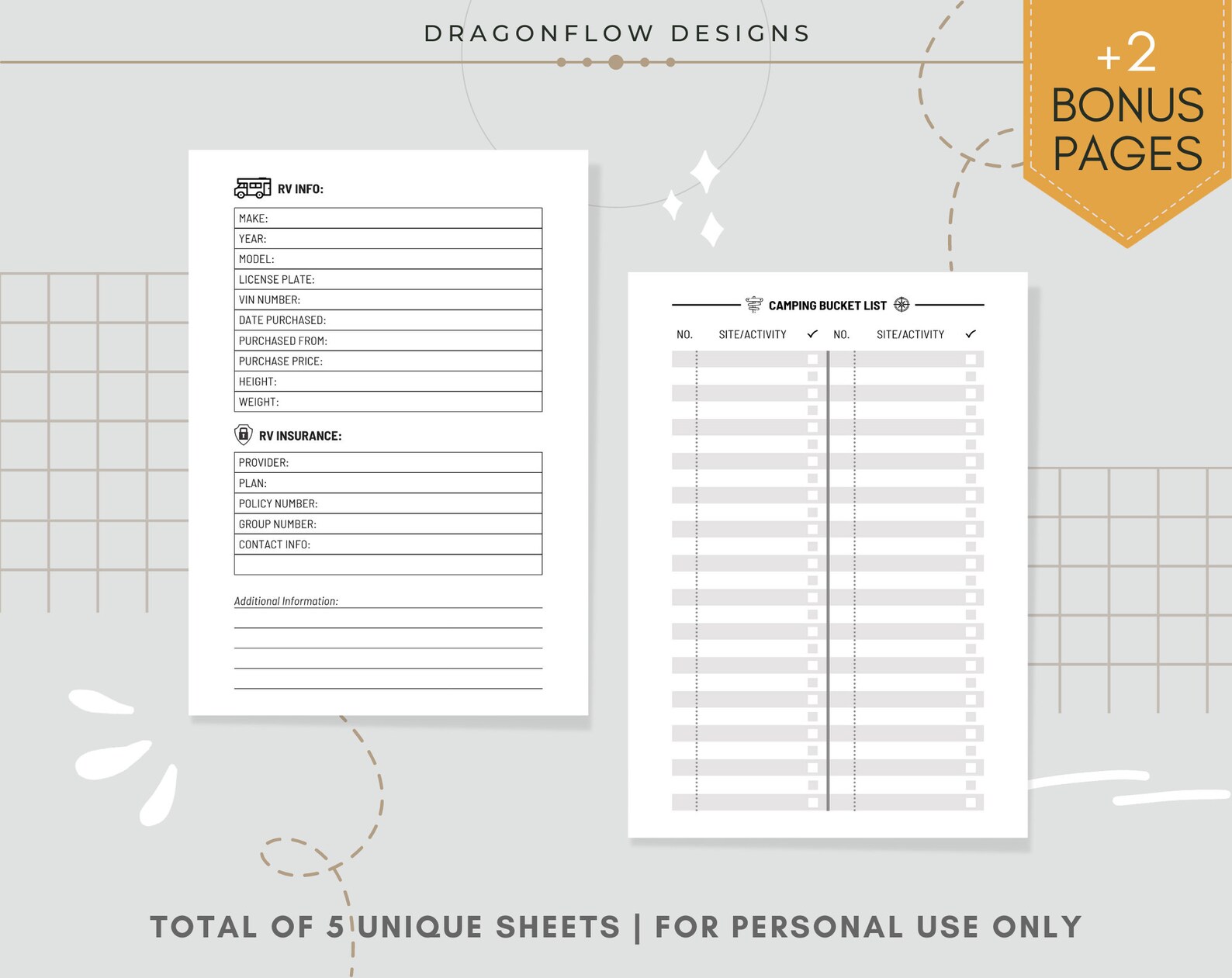 Campground Log PDF Printable Download | Camping Journal Template ...