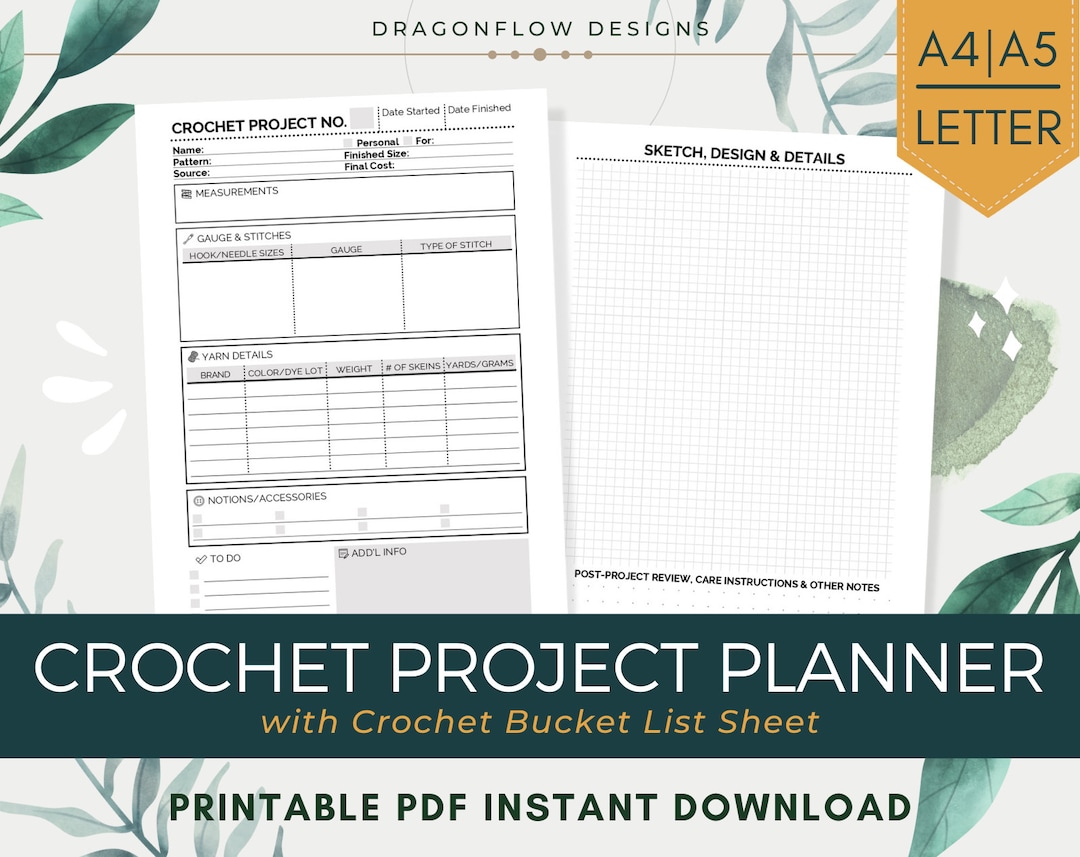 Crochet Project Planner PDF Printable Download | Crochet Journal ...