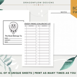 Jewelry Making Log PDF Printable Download | Jewellery Project Journal ...