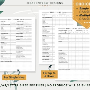 Beekeeping Log Printable Download | Beehive Inspection Checklist ...