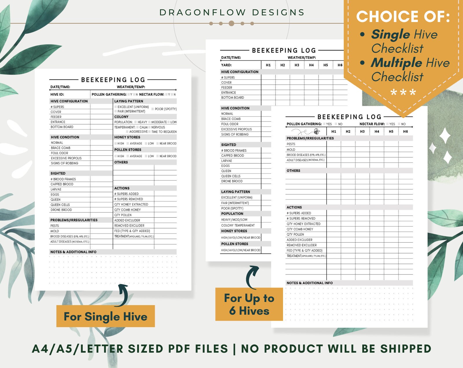 Beekeeping Log Printable Download | Beehive Inspection Checklist ...