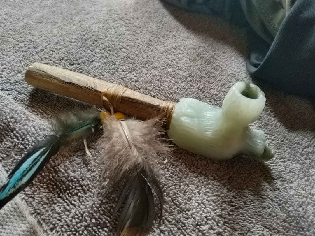 Handmade Peace Pipe. Look at the Beautiful Carved Soapstone Bowl - Etsy