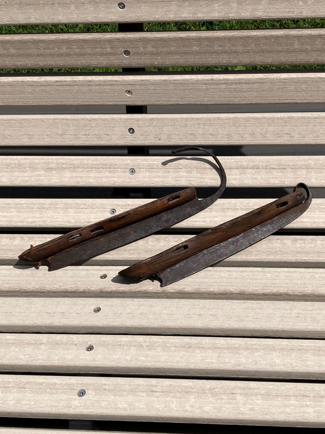 Antique Handmade Wooden Ice Skates Primitive Nice Patina Winter Cabin ...