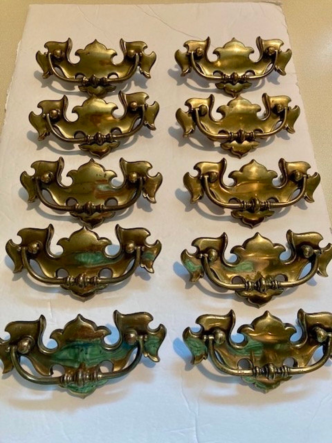 Vintage Brass Drawer Pulls Lot of 10 Rustic Batwing KBC Keeler Canada ...