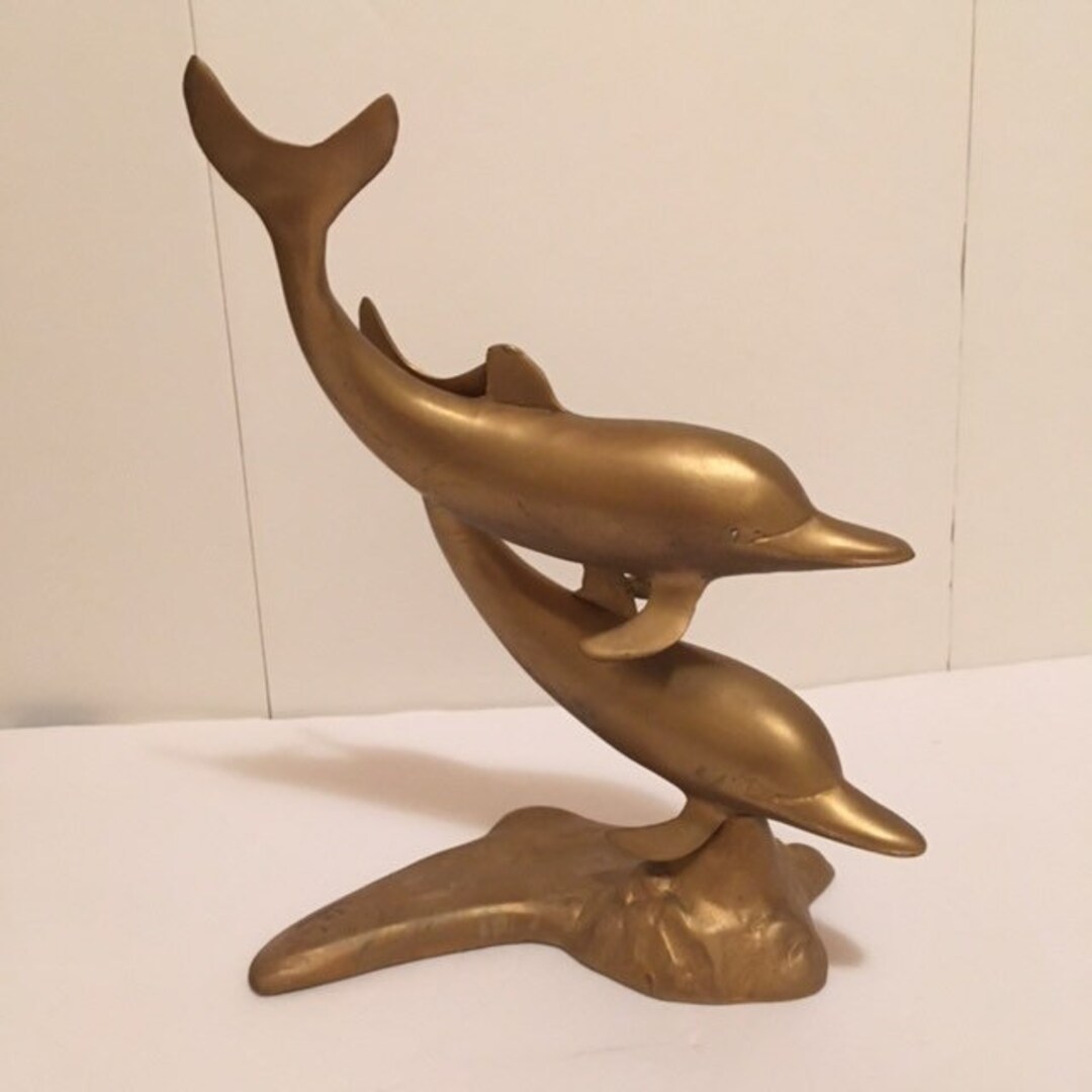 Vintage Stylish Brass Dolphin Sculpture - Etsy