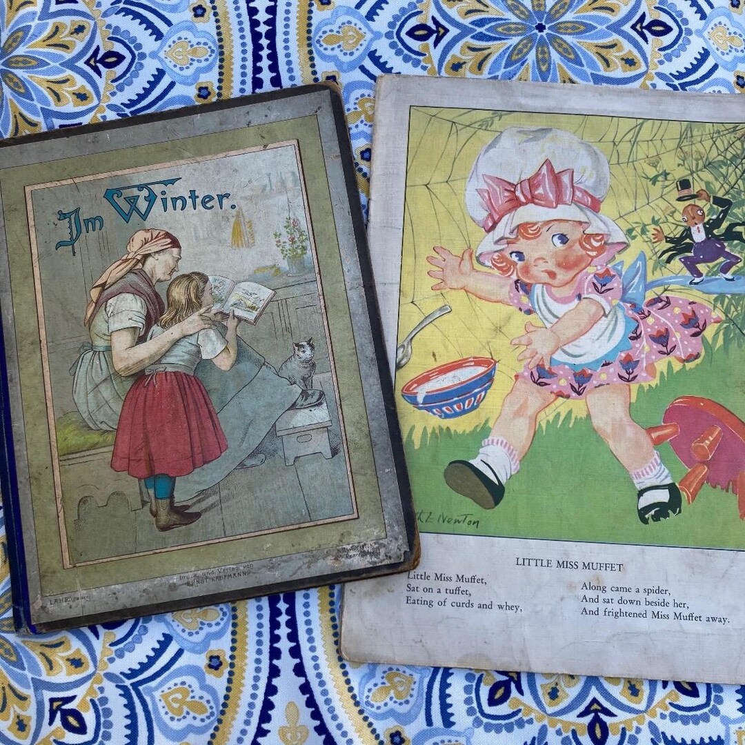 Vintage Children’s Book Illustrated Pages for Framing Antique German ...