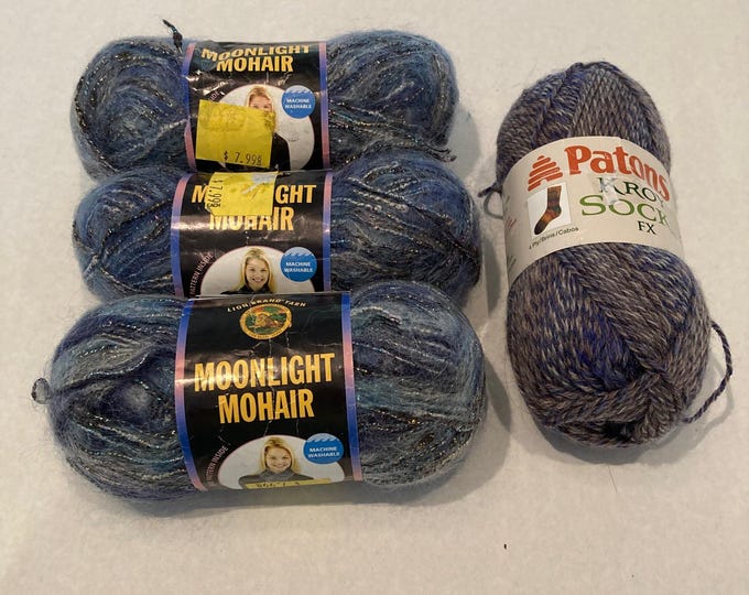 NEW Lion Brand Moonlight Mohair Yarn Skeins Glacier Bay Acrylic 82 ...