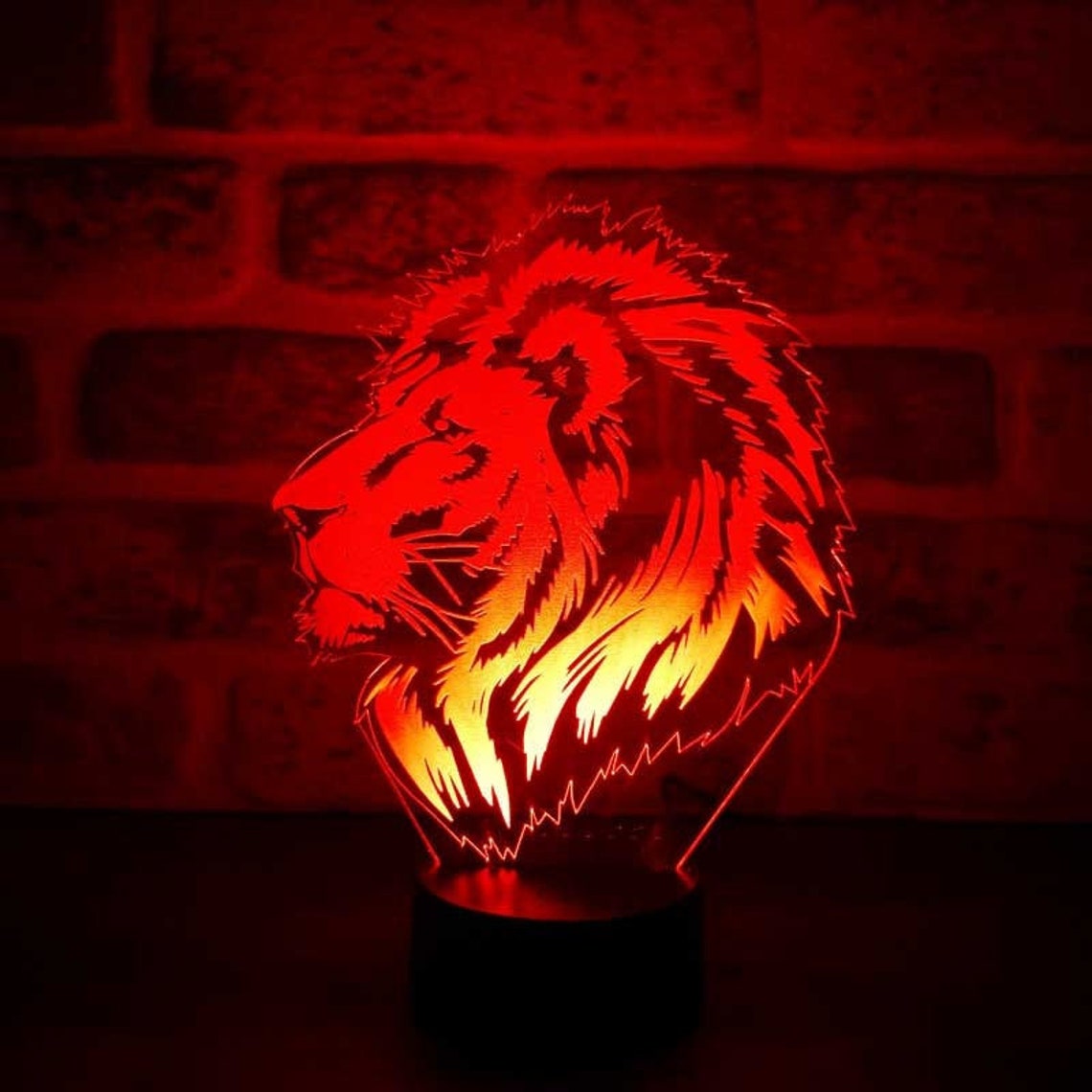 3D Lion Portrait Led Table Lamp. Optical Illusion. Modern | Etsy