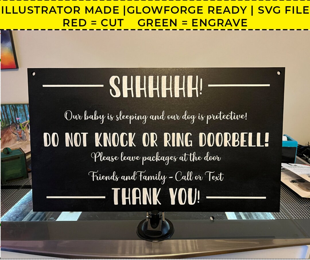 Shhhh Baby & Dog Sleeping Door Sign | Illustrator Made | Glowforge ...