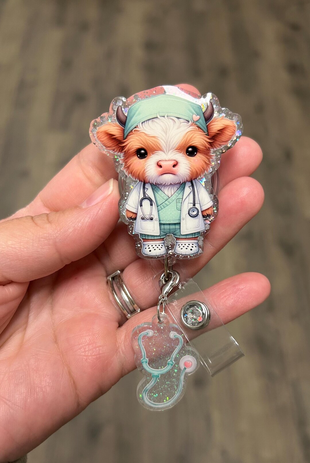 Cow Badge Reel,highland Cow,medical Badge Reel,acrylic Badge Reel, Cow ...