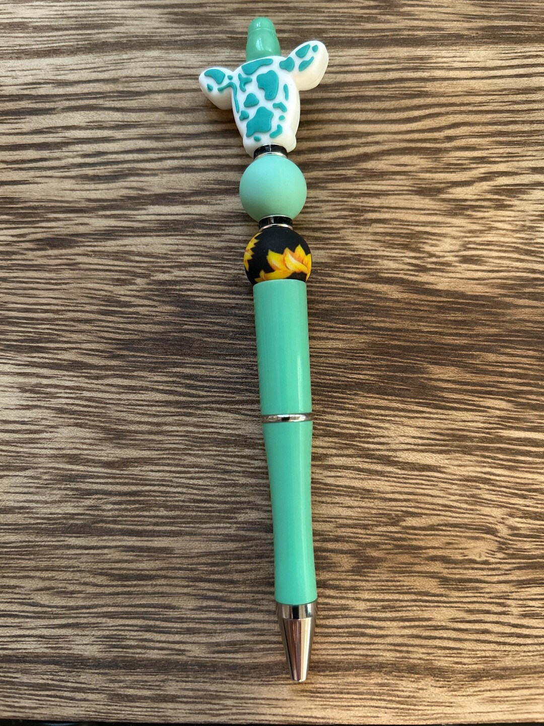 Cow Print Teal Pen, Cow Pen, Jeweled Cow Pen, Silicone Beaded Pen ...