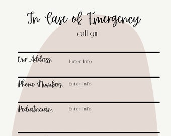 Editable Child Safety Identification Card L Important Contact - Etsy