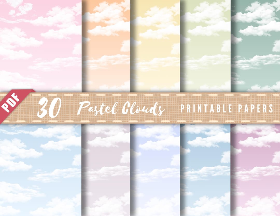 Pastel Clouds Printable Papers Digital Papers - Etsy