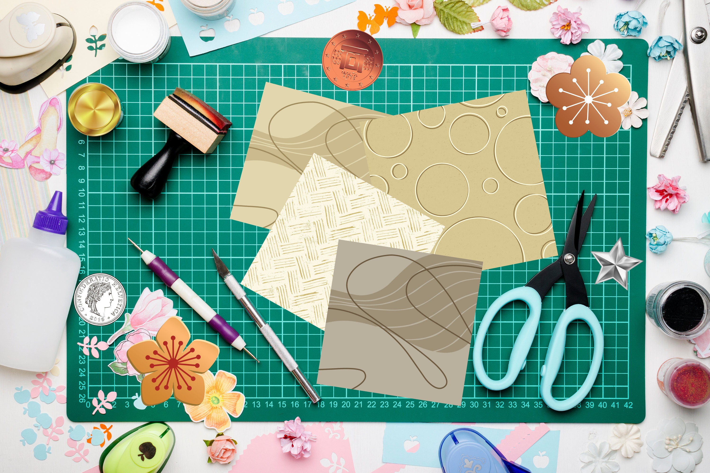 Lovely Bronze Tone Digital Paper Hi Resolution 10 Different Designs (4 ...