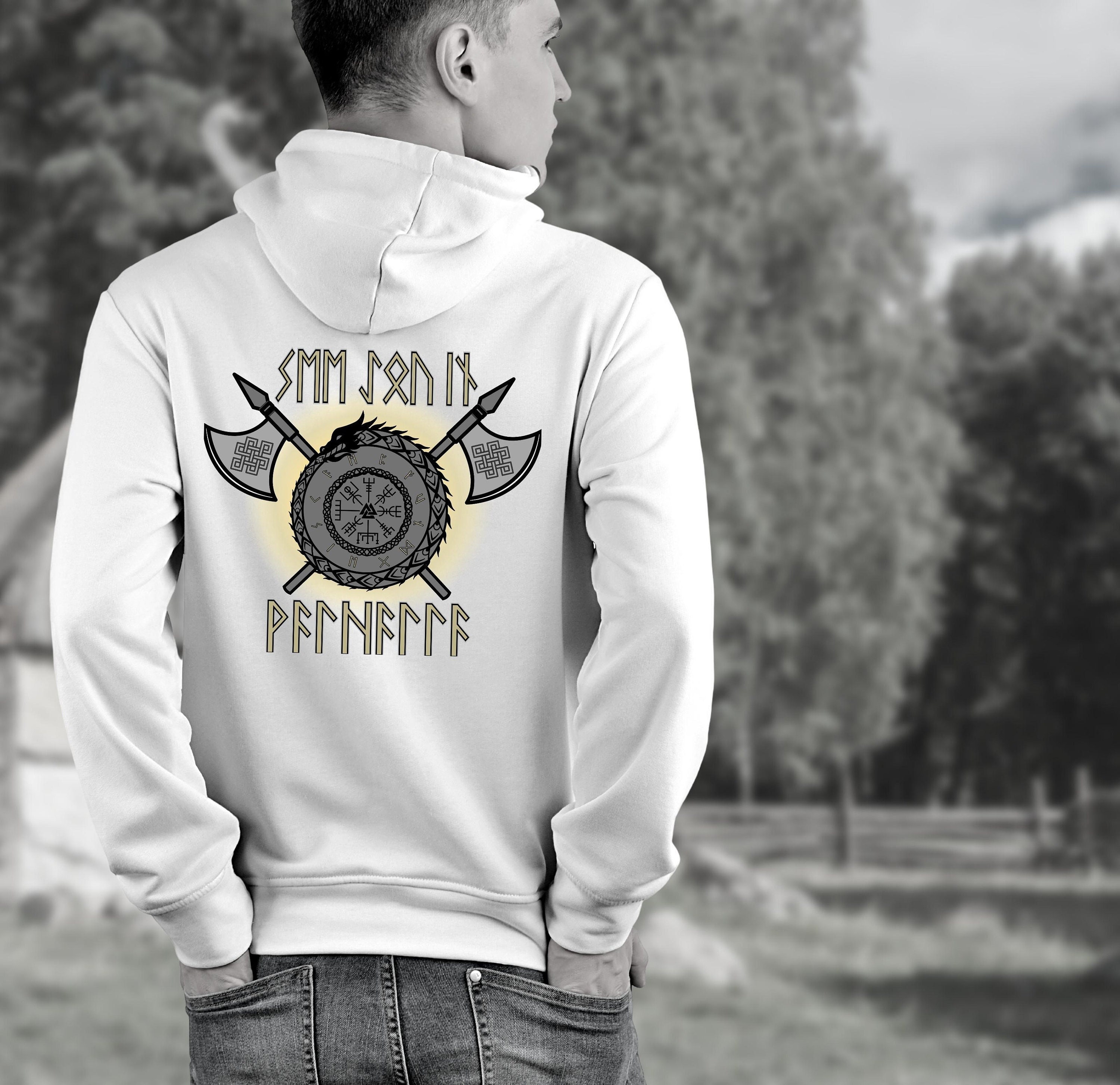 Viking Sweat Jacket Vegvisir Valhalla Toutfit Viking Norse Mythology ...