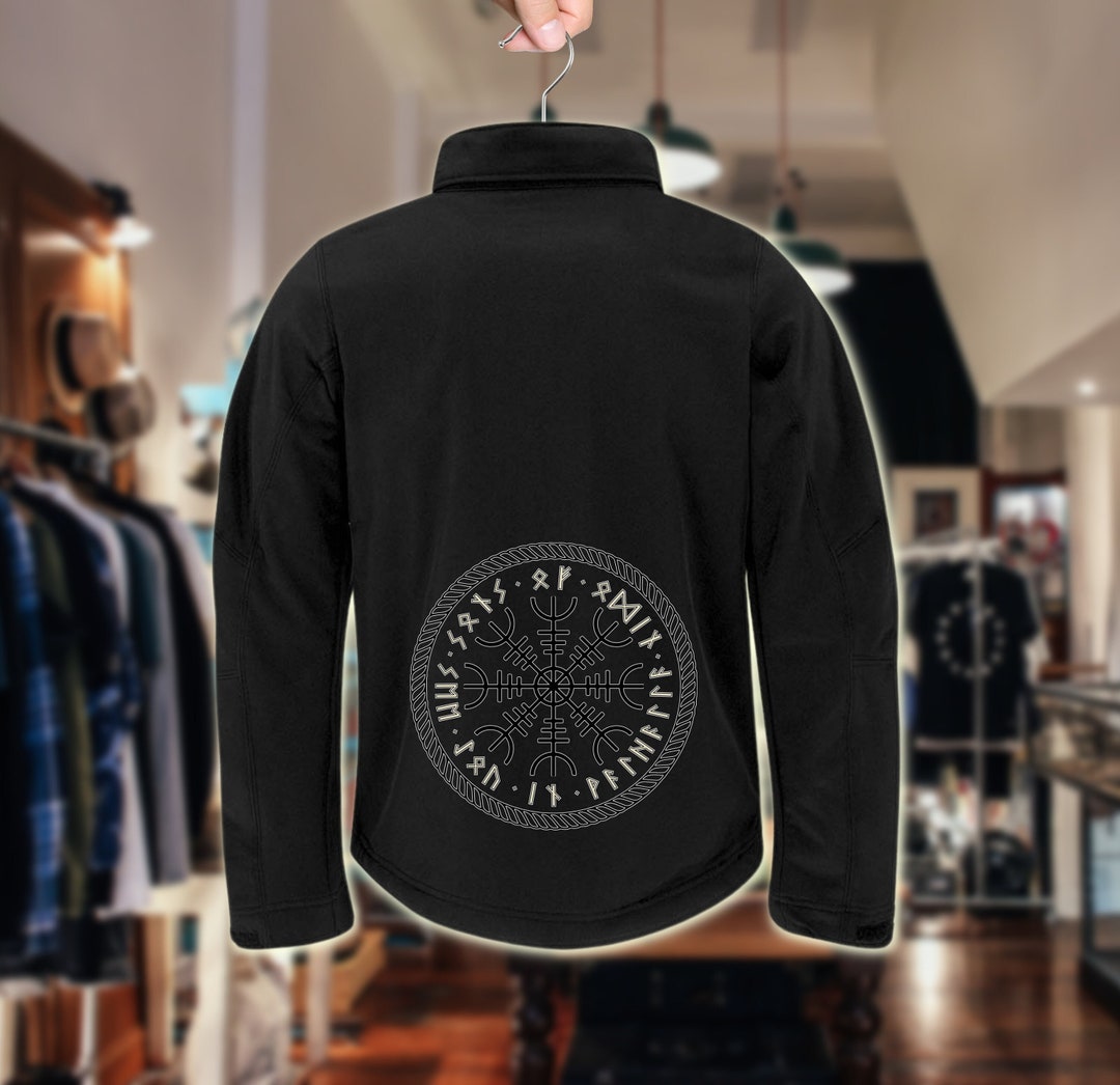 Softshell Jacket Viking With Vegvisir & See You in Valhalla Futhark ...